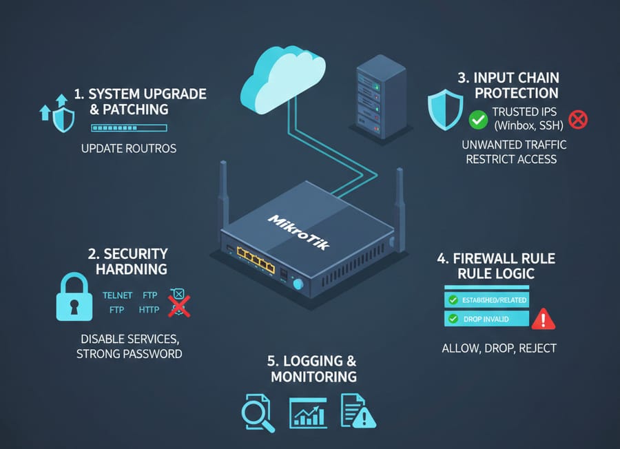 MikroTik Firewall: Setup, Rules, Best Practices & Examples (2026)