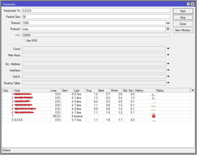 Traceroute on MikroTik